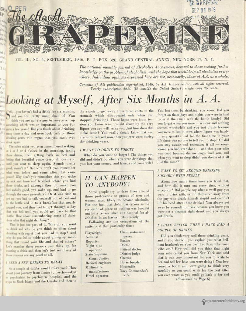Through The Grapevine: writing for Alcoholics Anonymous | Books, Health ...
