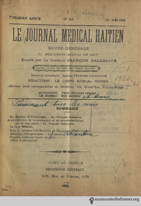 The Medical Journals of U.S.-Occupied Haiti | Books, Health and History